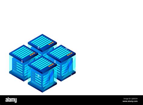 Concept Of Big Data Processing Energy Station Of Future Server Room Rack Data Center Isometric