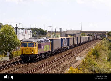 Colas Class 56 Diesel Locomotive Working An Intermodal Freight At