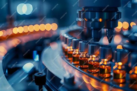 Premium Photo Automated System Streamlines Chemical Vial Production For Lab Efficiency Concept