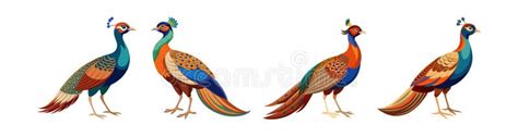 Realistic Bronze Tailed Peacock Pheasant Illustration Stock Vector