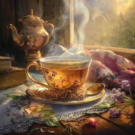 Premium Photo Steaming Cup Of Tea Stunning Background