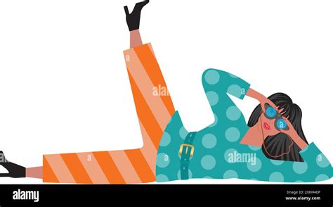 Cool Woman In Laying Position Searching With Binoculars Isolated