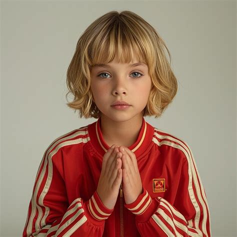 An Russian Young Girl In A Flat White Background Wallpaper Premium Ai