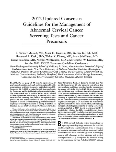 Pdf 2012 Updated Consensus Guidelines For The Management Of Abnormal