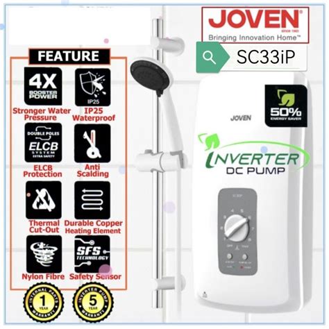 Joven Water Heater Turbo Booster Pump Sc33ip White Colour Shopee Malaysia