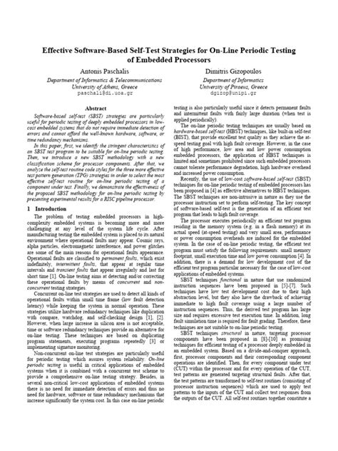 Effective Software Based Self Test Strategies For On Line Periodic Testing Of Embedded