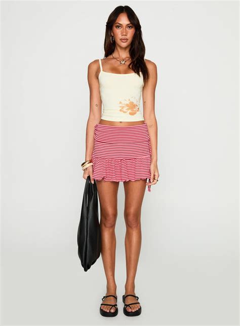 Bumblebee Ruched Mini Skirt Pink Stripe Princess Polly