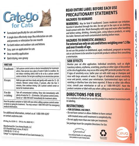 Catego Flea And Tick Spot Treatment For Cats Over 1 5 Lbs 3 Doses 3