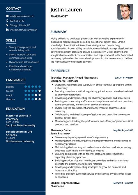 Pharmacist Cv Sample In 2026 Resumekraft