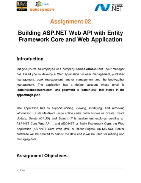 Assignment 02 Aspnet Core Web Api With Entity Framework And Web App Assignment 02 Building