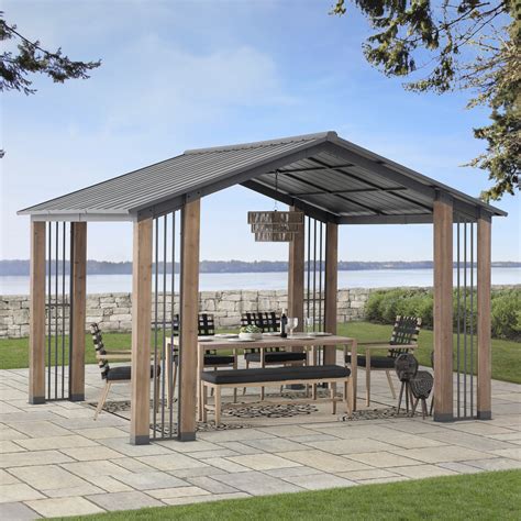 Sunjoy Clint 11 X 13 Ft Wood Gazebo Outdoor Cedar Frame Wood Gazebo