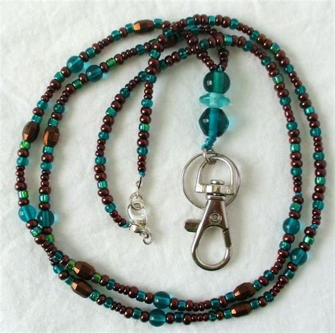 Green And Brown Beaded Lanyard Necklace Set Bead Beaded Necklace