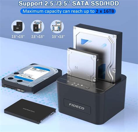 Fideco 2 Bay Hard Drive Docking Station Usb 30 Sata Hdd Docking