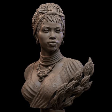 African Woman Bust Tribal Afro Girl Statue Black Woman 3d Figure