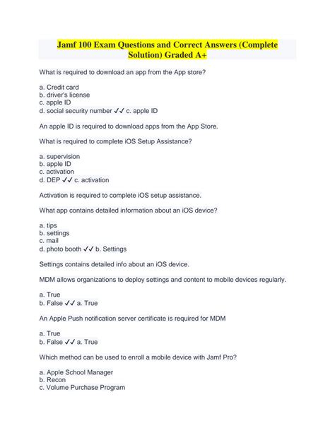 SOLUTION: Jamf 100 exam questions and correct answer1 - Studypool