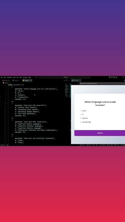 Mcq Test Using Html Css Js Html Css Javascript Frontend Ytshorts Shorts Trendingvideo