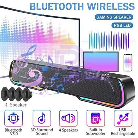 Bluetooth Wireless Bt Sound Bar Speaker System Subwoofer Tv Home Theate