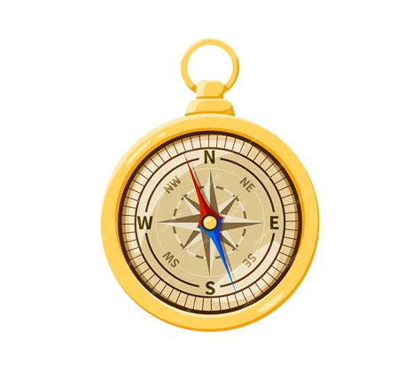 Cartoon Sea Compass Ancient Pirate Navigation Item Premium Vector