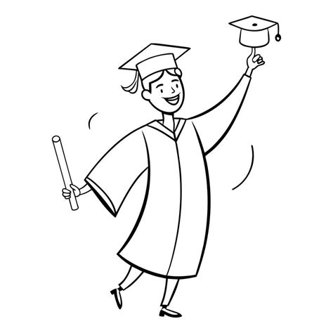 Person Graduating Continuous Line Art Drawing 39851646 Vector Art At Vecteezy