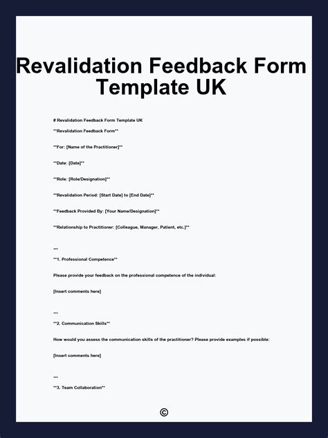 Revalidation Feedback Form Template Uk