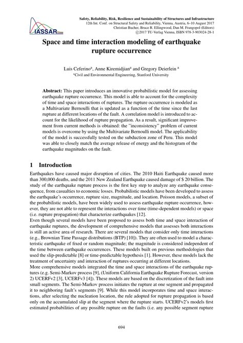 Pdf Space And Time Interaction Modeling Of Earthquake Rupture Occurrence