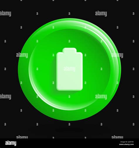 Battery Charging Icon Green 3d App Button Vector Illustration Stock