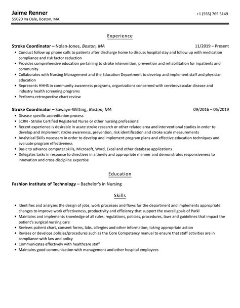 Stroke Coordinator Resume Samples Velvet Jobs