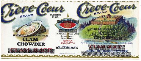 Creve Coeur Brand Vintage Clam Chowder Can Label Half Clam Thelabelman