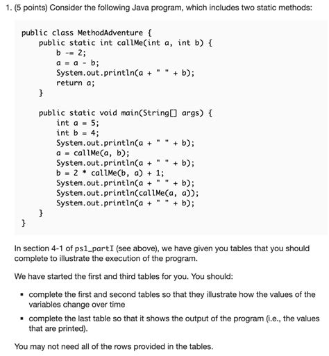 Solved 1 5 Points Consider The Following Java Program