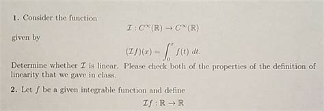 solved 1 consider the function given by 1 r f t dt