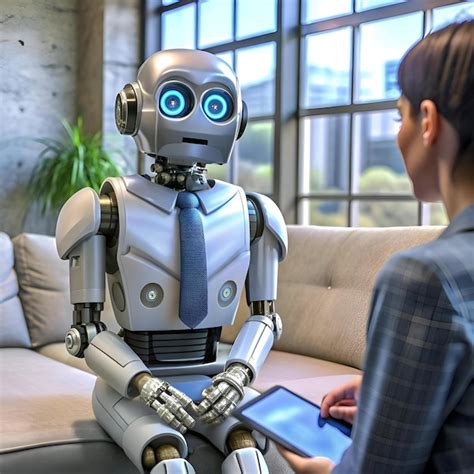 A Friendly Robot Therapist Sits Across From A Human Patient Offering