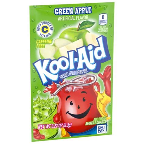Kool Aid Unsweetened Green Apple Powdered Soft Drink Mix Packet 022