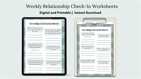 Couples Relationship Check In Worksheet Weekly Partner Questions For