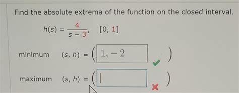 solved find the absolute extrema of the function on the