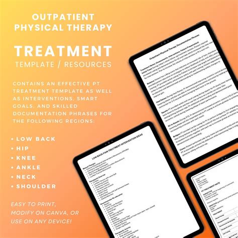 Outpatient Physical Therapy Treatment Templateresources Etsy