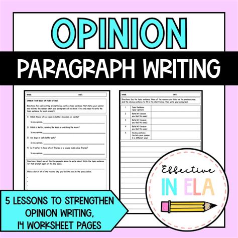 Opinion Paragraph Writing Prompts Graphic Organizers And Grading Rubrics