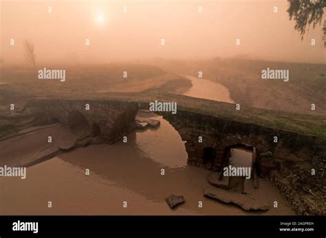 Roman Bridge First Century Bc Over The Arroyo Salado And Fog Villa