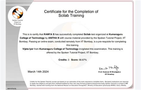 Completed Scilab Training At Iit Bombay Ramya S Posted On The Topic Linkedin