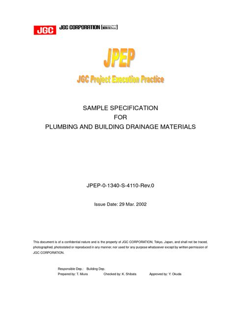 Sample Specification For Plumbing And Building Drainage Materials Pdf