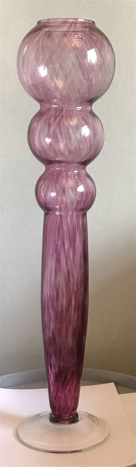 Antique Large Vintage Ivv Italian Glass Vase Cranberry Colour