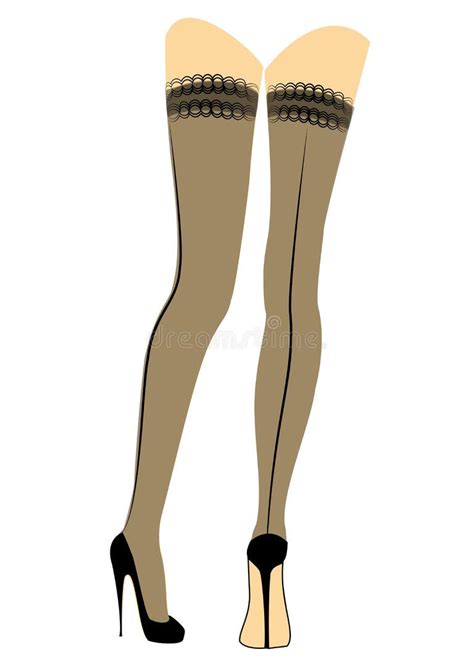 Woman Legs Black Stockings High Heel Shoes Stock Illustrations 56 Woman Legs Black Stockings