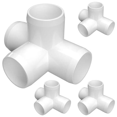 Formufit 1 In Furniture Grade Pvc 4 Way Tee In White 4 Pack F0014wt