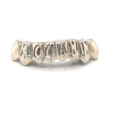 8pc White Gold Open Initial Grillz Seattle Gold Grillz