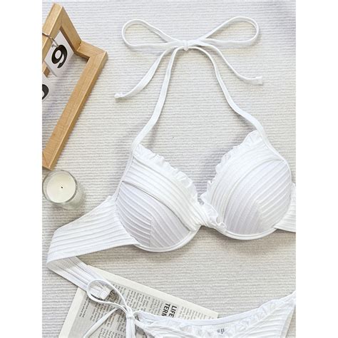 Jessie Halter Frilled Underwired Bra Cup Bikini Ladies Style