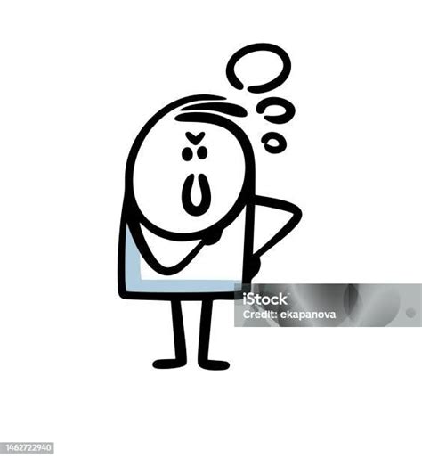 Insidious Stickman Plotting Evil And Message Bubble From Comics Stock