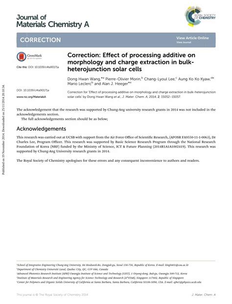 Pdf Correction Effect Of Processing Additive On Morphology And