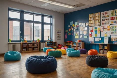Classroom With Bean Bag Chairs Premium Ai Generated Image