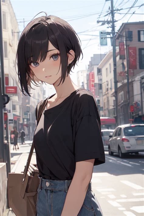 Ai Art Model Casual Short Hair Anime Girl Pixai