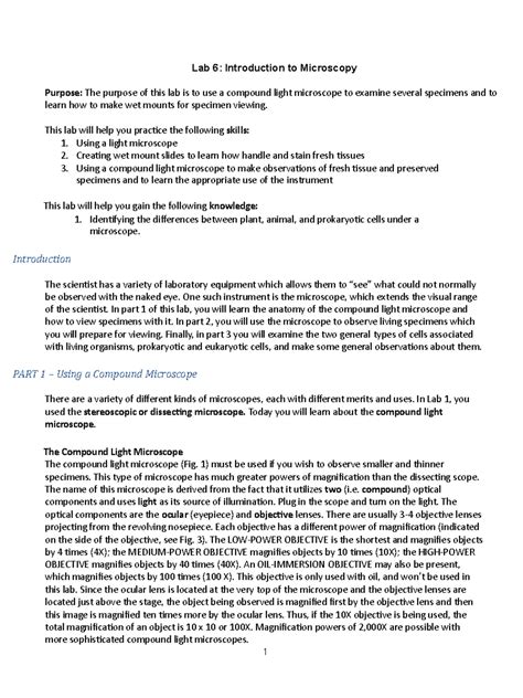 lab 6 microscopy lab 6 lecture notes lab 6 introduction to