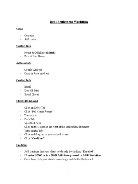 Debt Settlement Workflow Pdf Business Money Debt Settlement Workflow Pdf Business Money